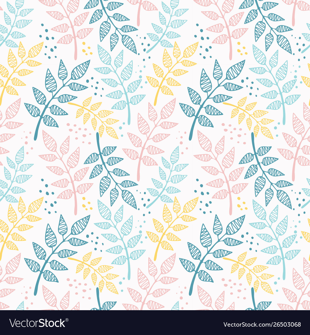 Cute hand drawn leaf pattern Royalty Free Vector Image