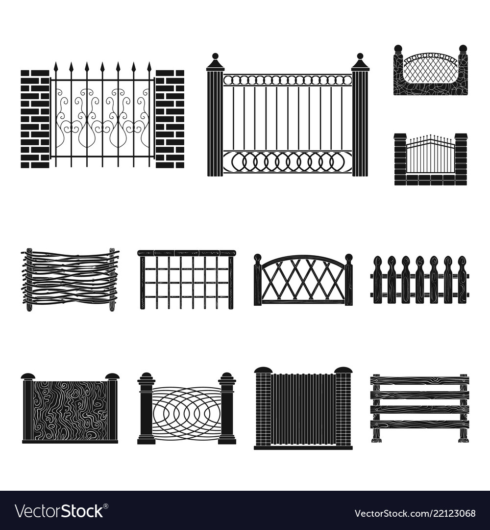 Different fence black icons in set collection Vector Image