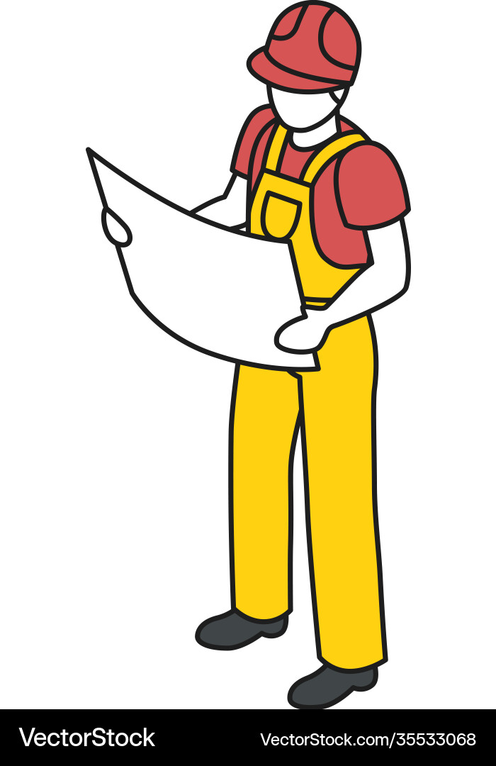 Engineer with plan composition Royalty Free Vector Image