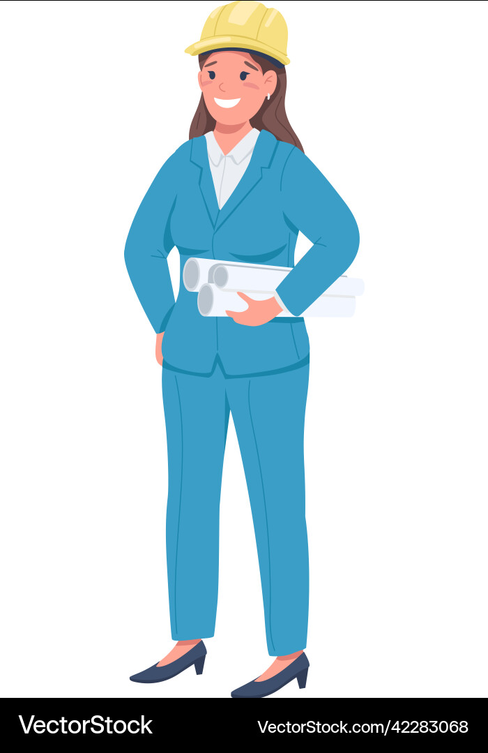 Female architect semi flat color character Vector Image