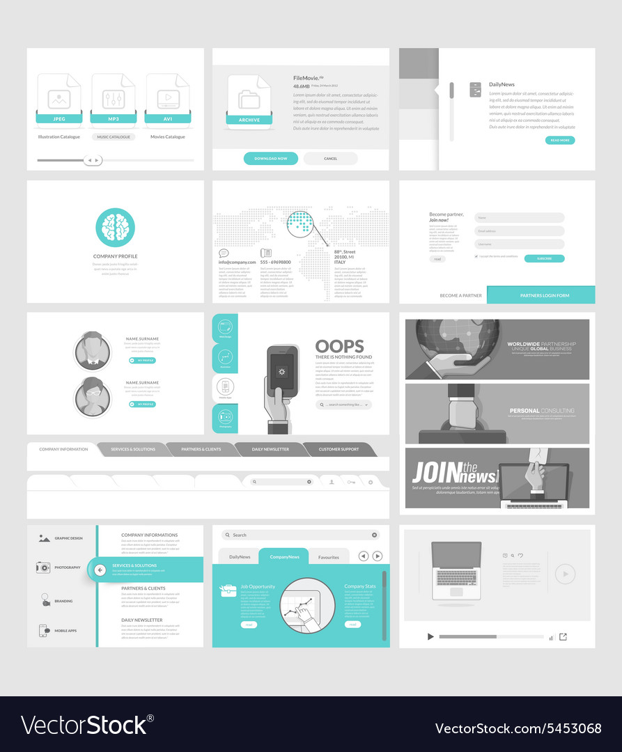 Flat website template elements for business Vector Image