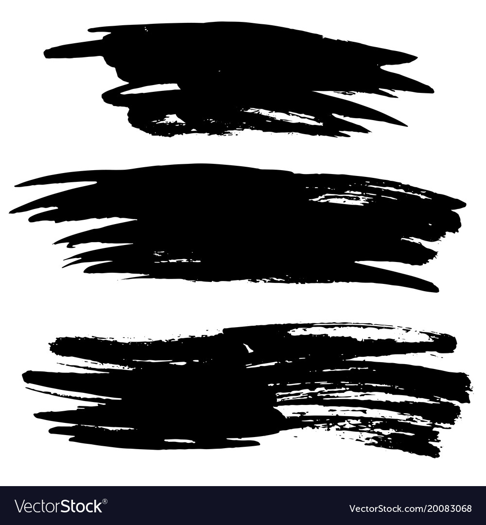 Grunge ink brush strokes set freehand black Vector Image