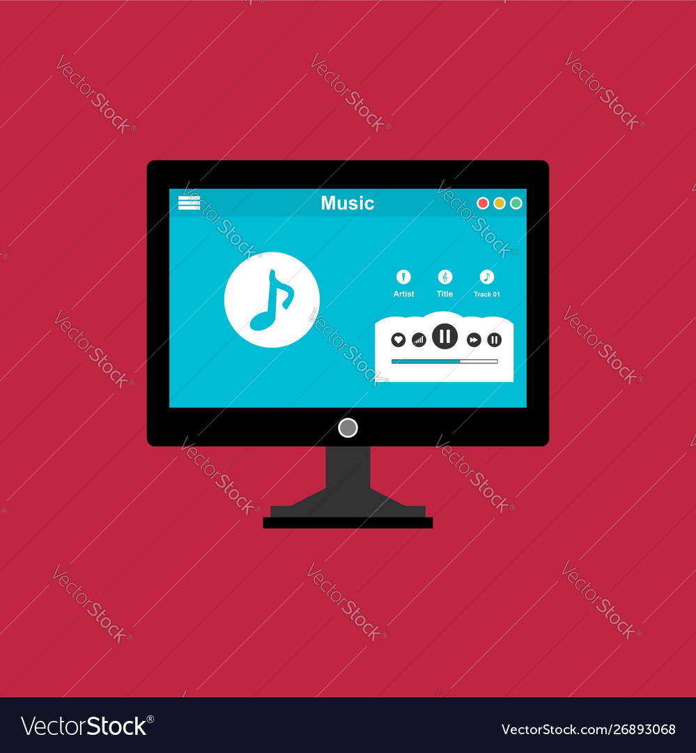 Media player application app template with flat Vector Image