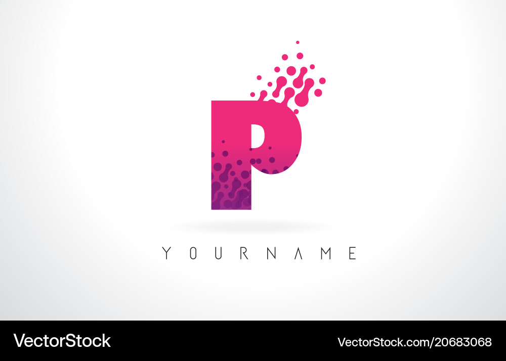 P letter logo with pink purple color Royalty Free Vector