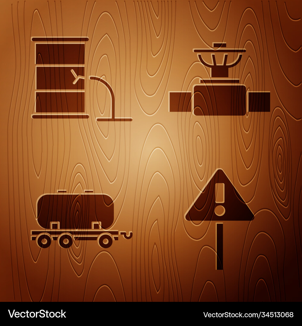 Set exclamation mark in triangle barrel oil leak Vector Image