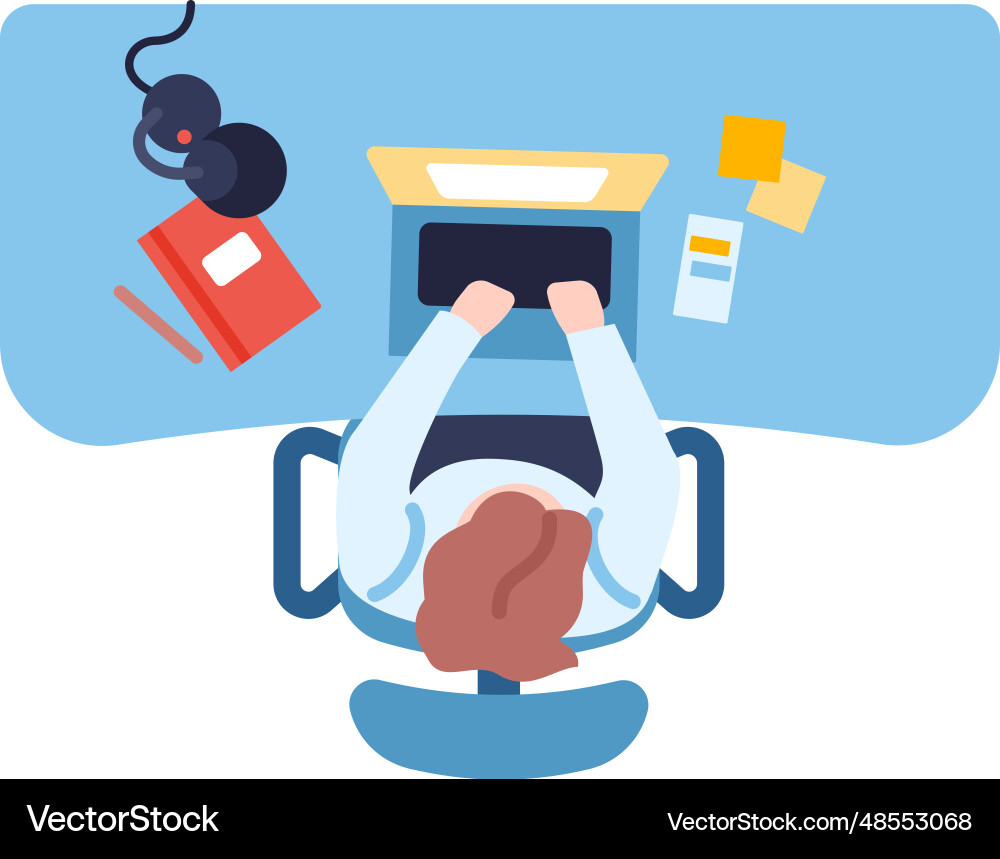 Workplace people top view woman working Royalty Free Vector