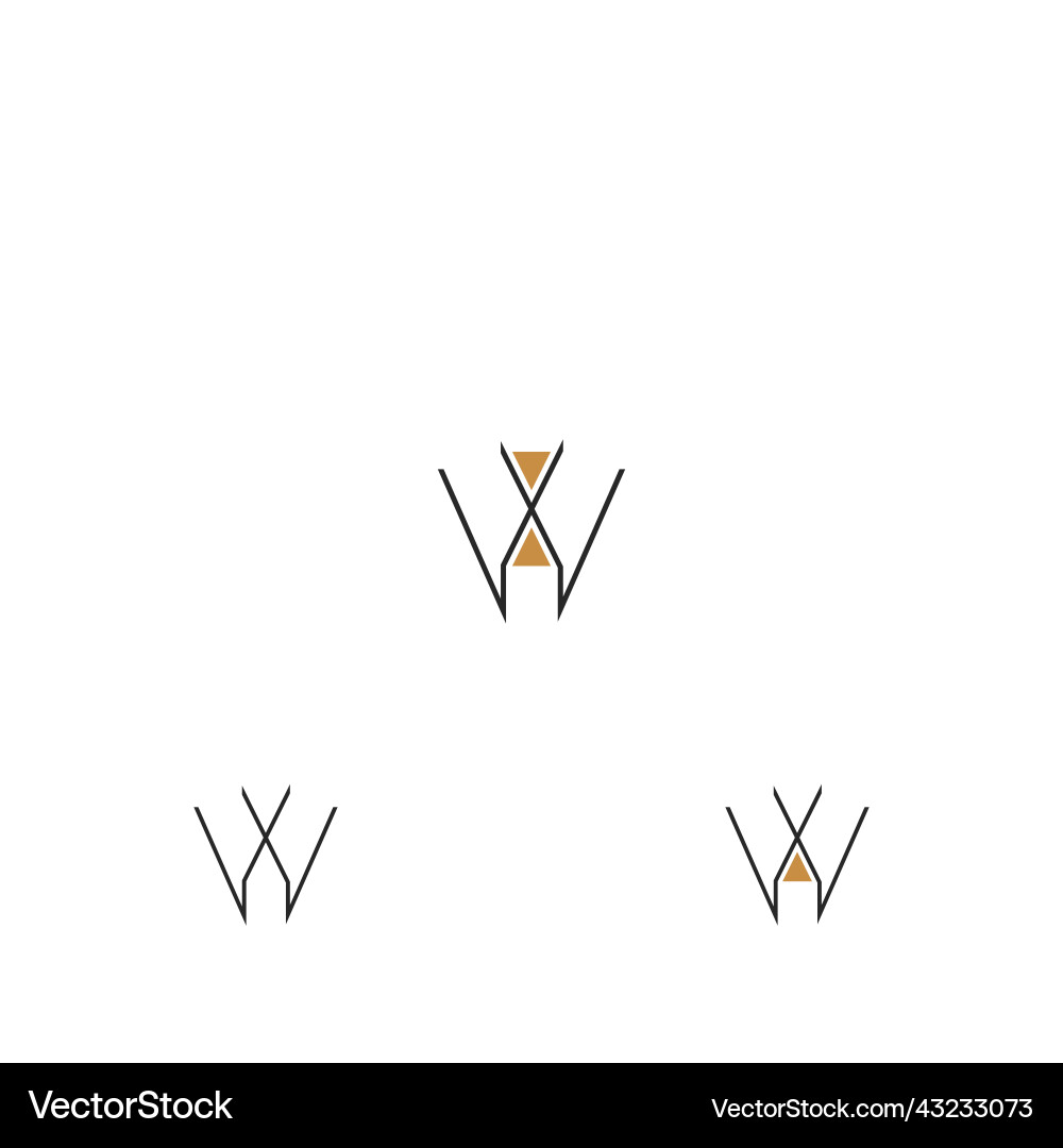 Alphabet initials logo xw wx x and w Royalty Free Vector