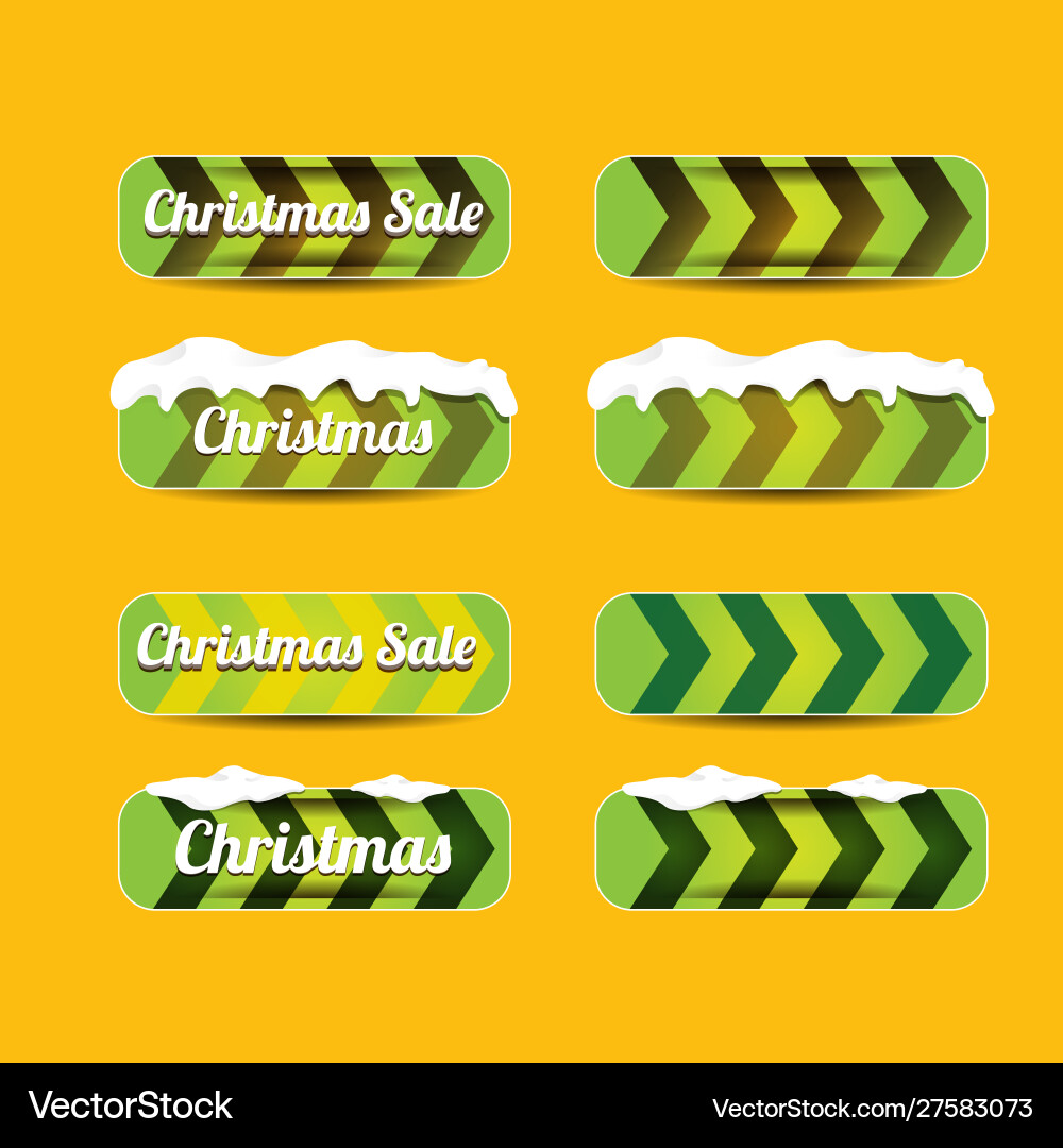Christmas green glossy buttons set isolated Vector Image