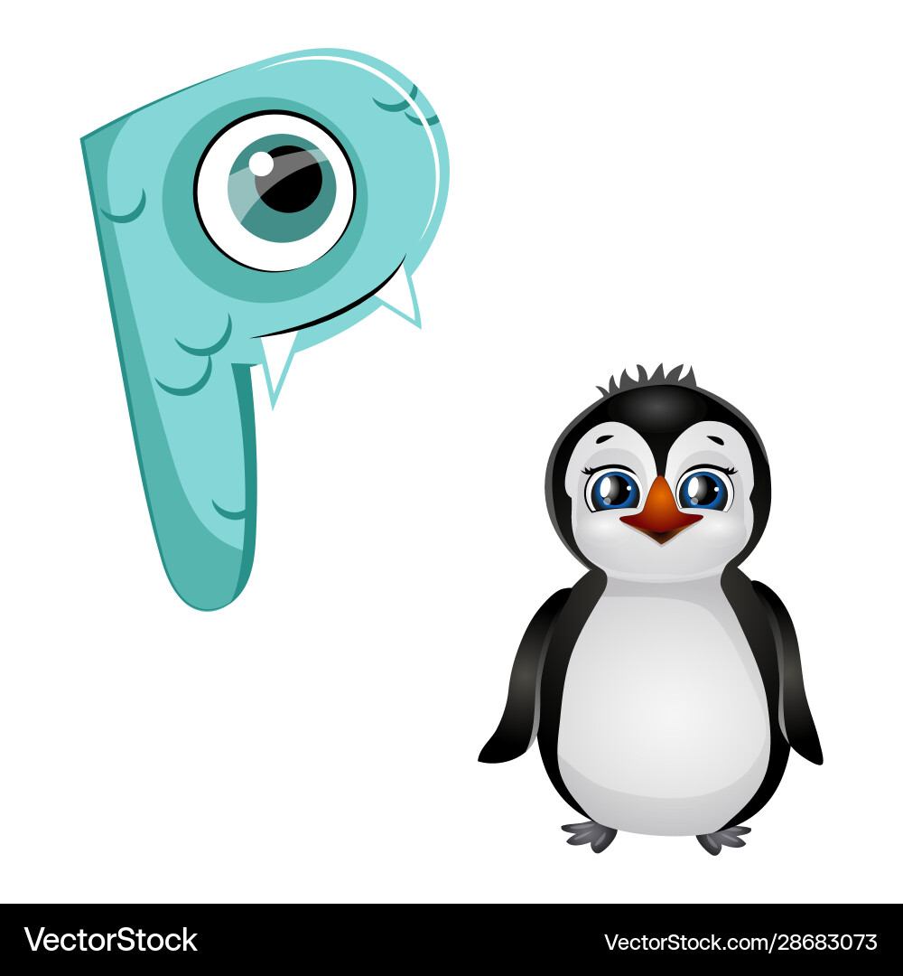 Cute kids cartoon alphabet letter p Royalty Free Vector