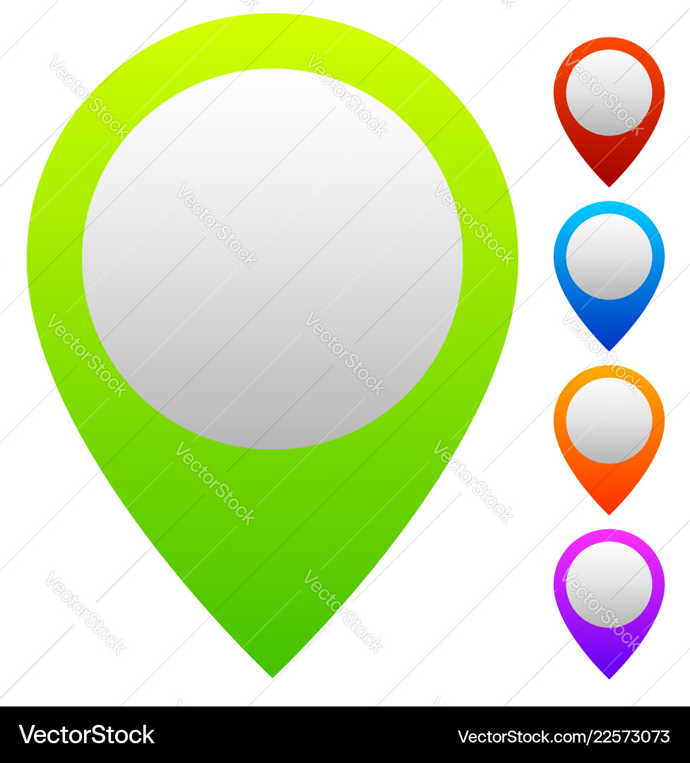 Map marker pin shapes with blank circle Royalty Free Vector