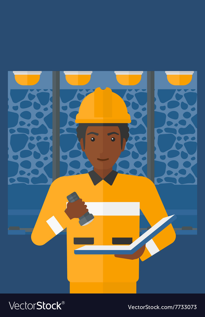 Miner checking documents Royalty Free Vector Image