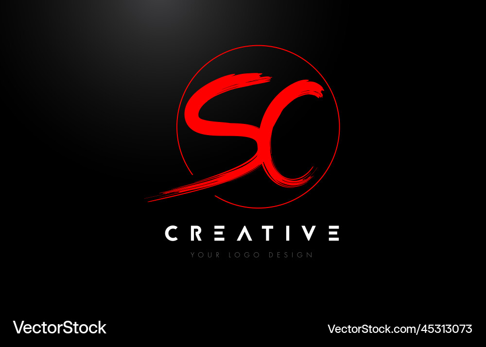 Red sc brush letter logo design artistic Vector Image