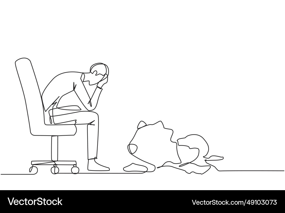 Single continuous line drawing of businessman Vector Image