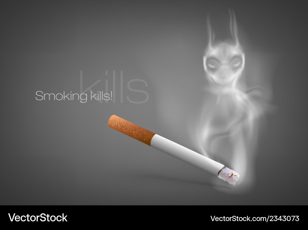 Smoldering cigarette with a smoke Royalty Free Vector Image