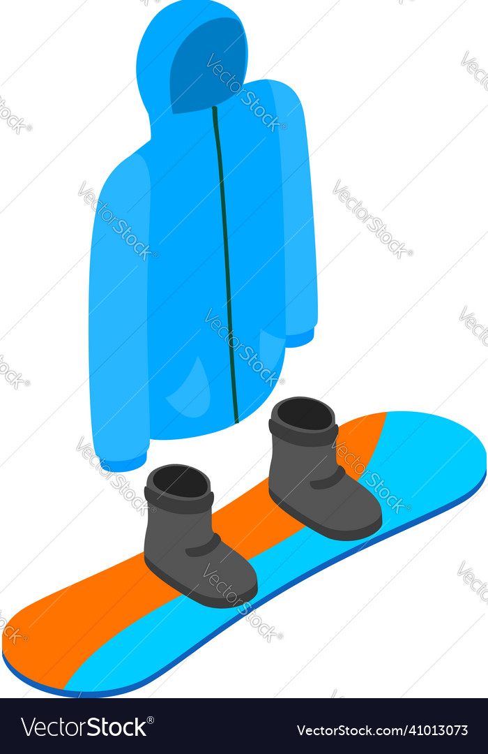 Snowboarding equipment icon isometric Royalty Free Vector