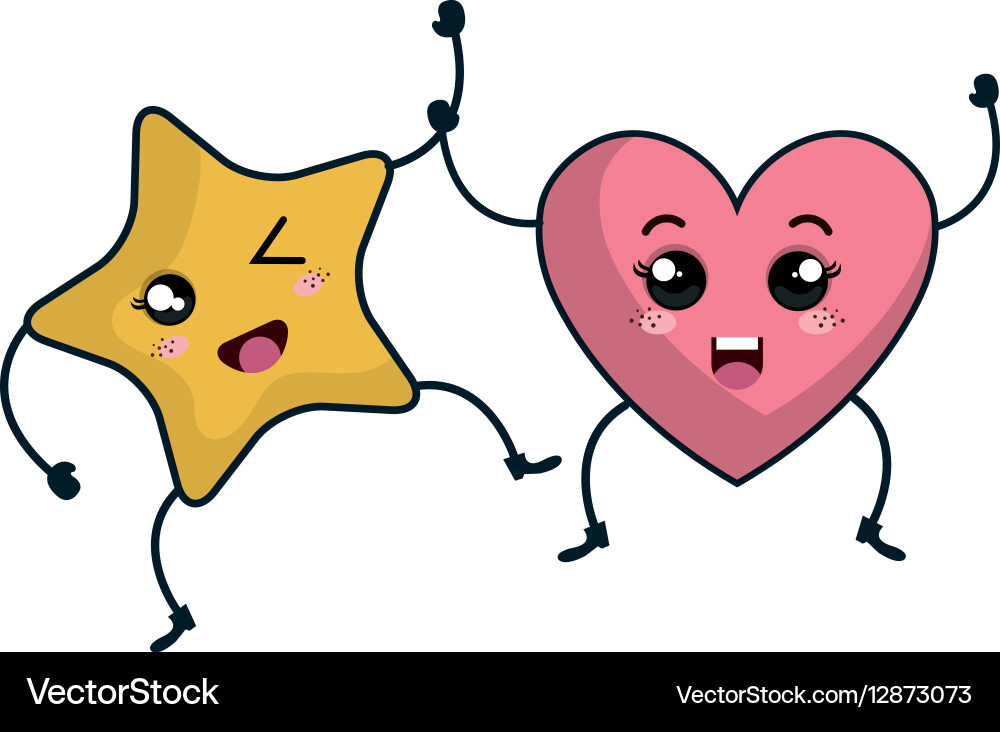 Star and heart kawaii characters Royalty Free Vector Image