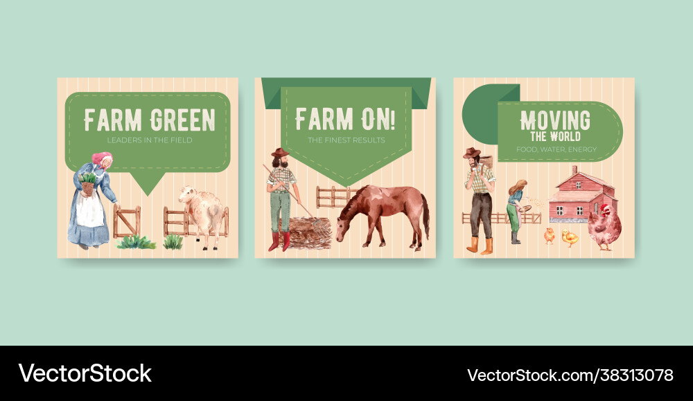 Ads template with farm organic concept design Vector Image