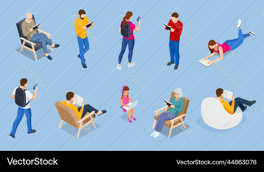 Different isomeric people icons set isometric Vector Image