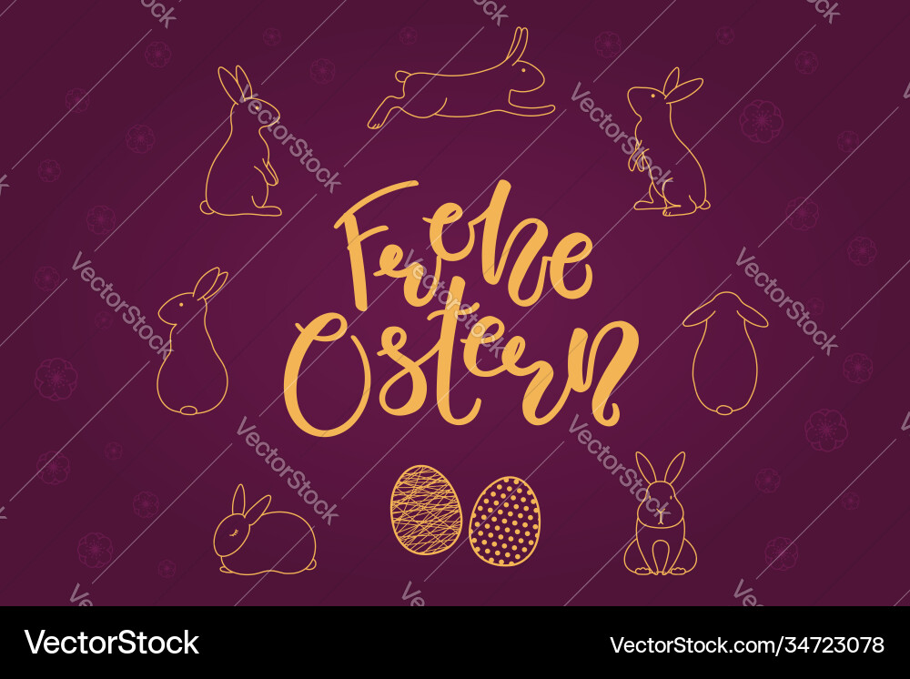 Easter gold and purple card design Royalty Free Vector Image