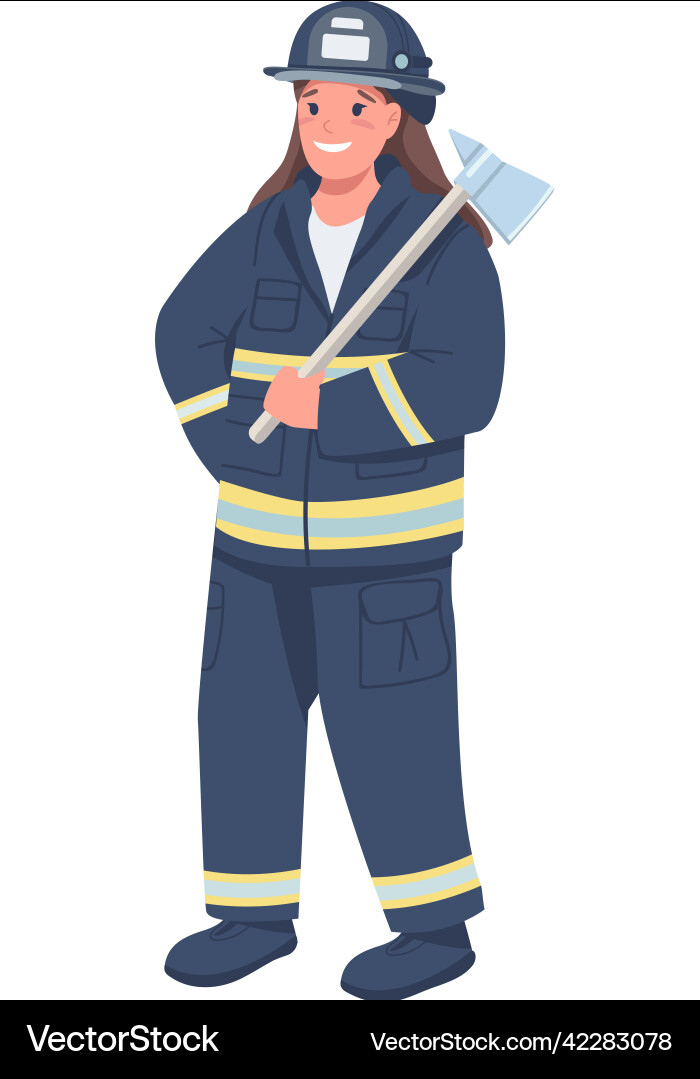 Female firefighter semi flat color character Vector Image