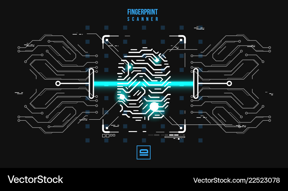 Finger Print Scanning Identification System Vector Image