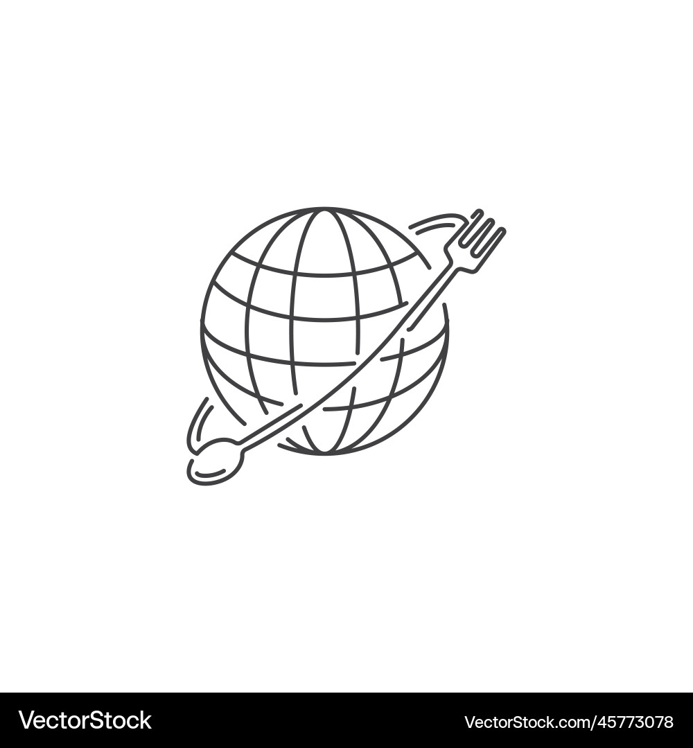 Global food globe with spoon and fork icon logo Vector Image