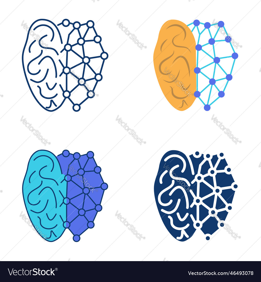 Machine learning icon set in flat and line style Vector Image
