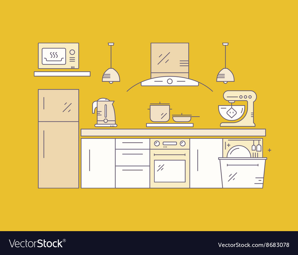 Modern kitchen Royalty Free Vector Image - VectorStock
