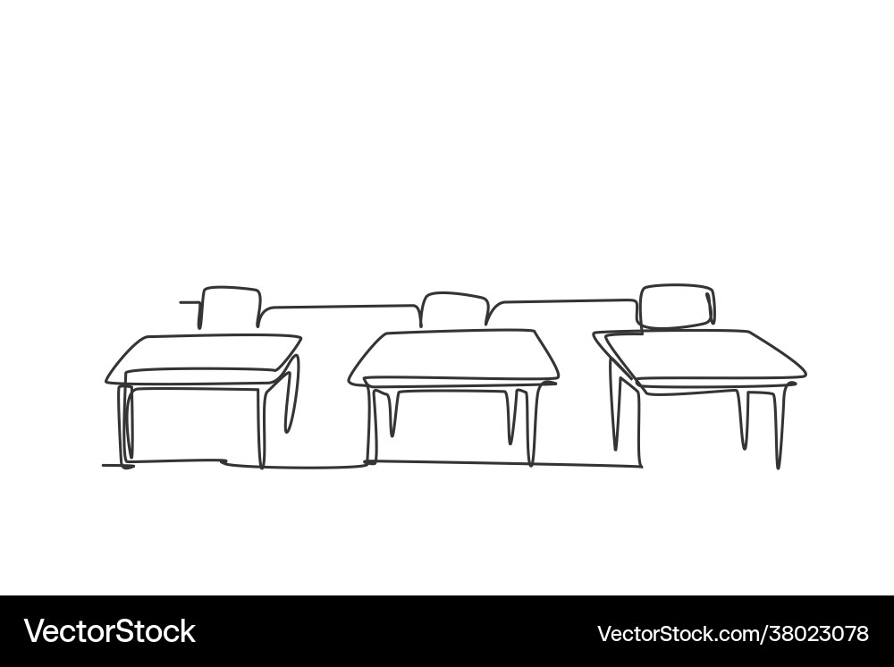 Single one line drawing school chair and table Vector Image