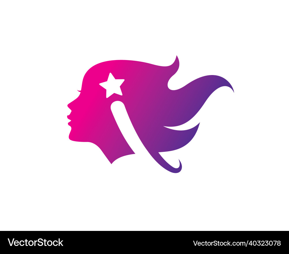 Star woman logo template design emblem Royalty Free Vector