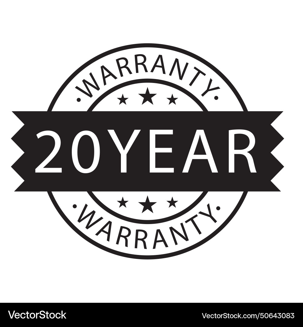 20 year warranty stamp on white background Vector Image