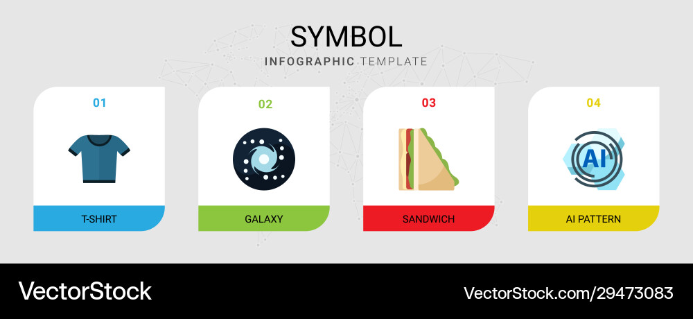 4 symbol flat icons set isolated on infographic Vector Image