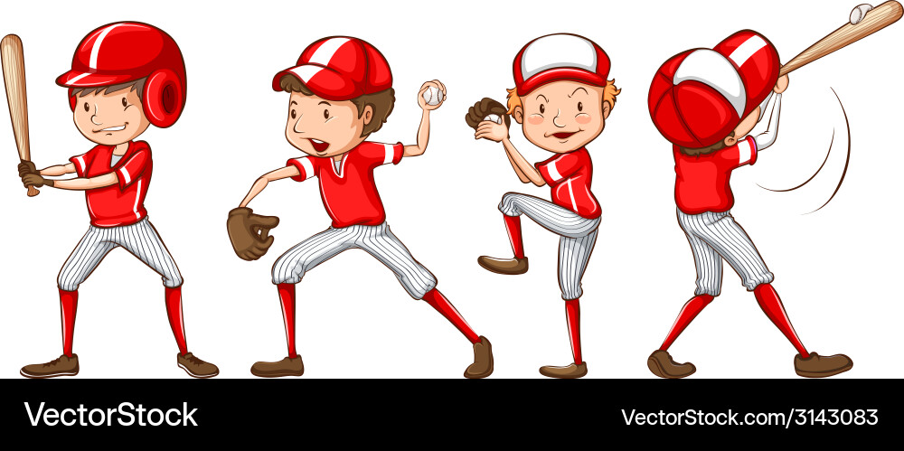 A sketch baseball players in red uniform Vector Image