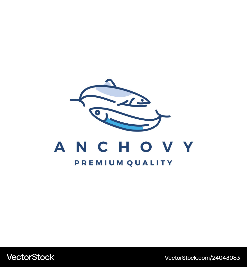 Anchovy fish logo icon seafood Royalty Free Vector Image