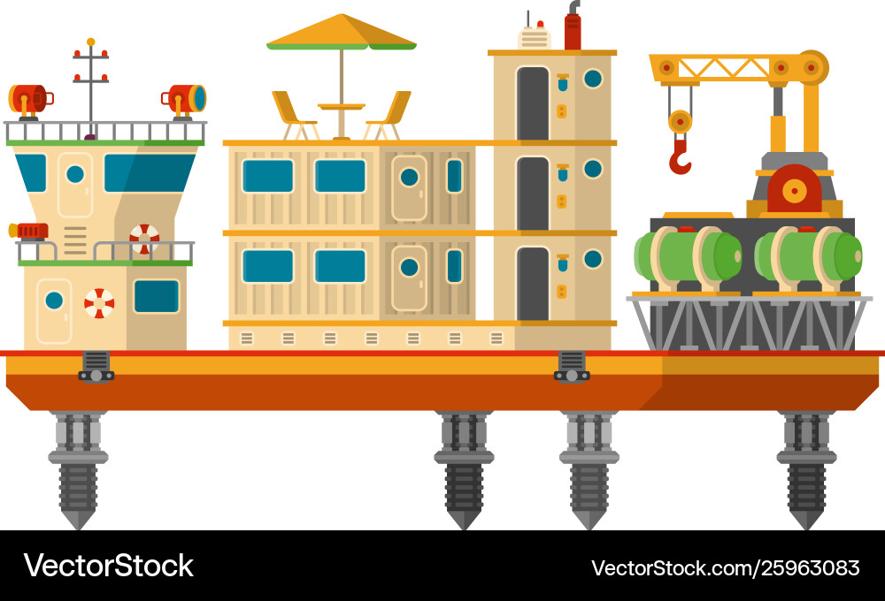 Construction living offshore oil platform Vector Image