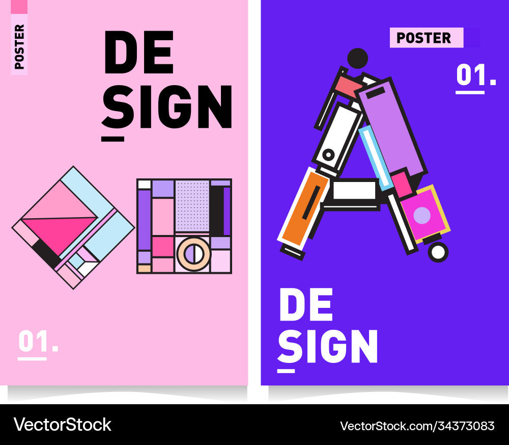 Covers design set with retro style cool geometric Vector Image