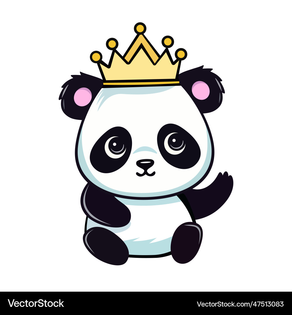 Cute baby panda in crown Royalty Free Vector Image