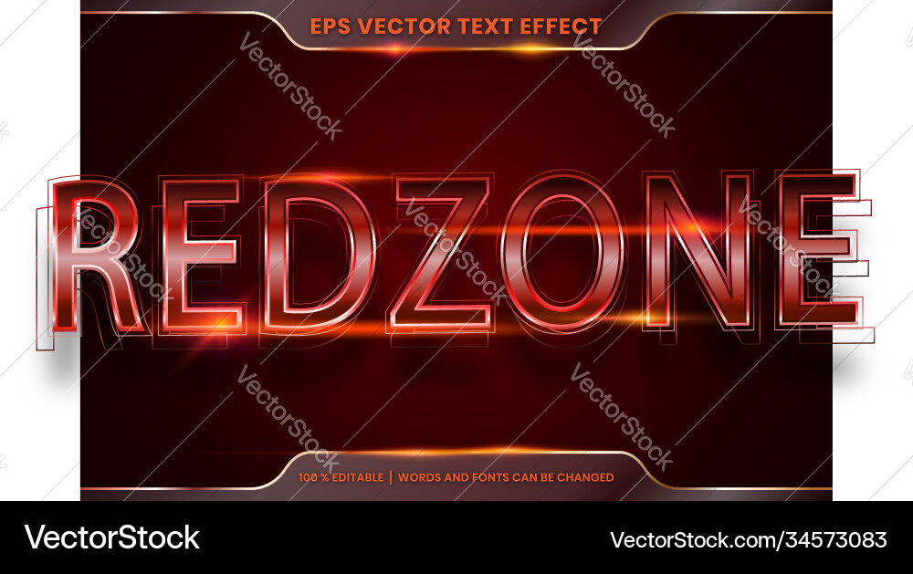 Editable text effect - red zone style mockup Vector Image