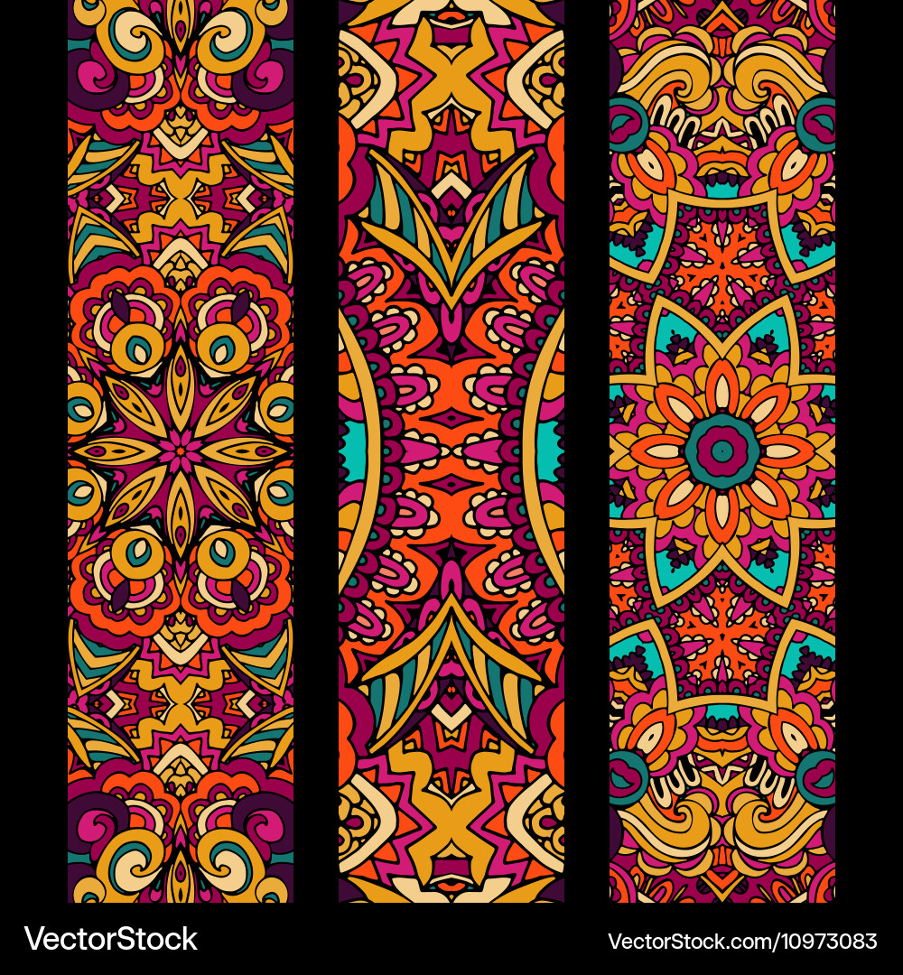 Festive colorful ethnic banner set Royalty Free Vector Image