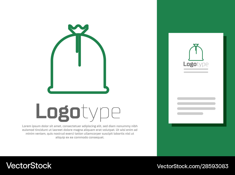 Green line pirate sack icon isolated on white Vector Image