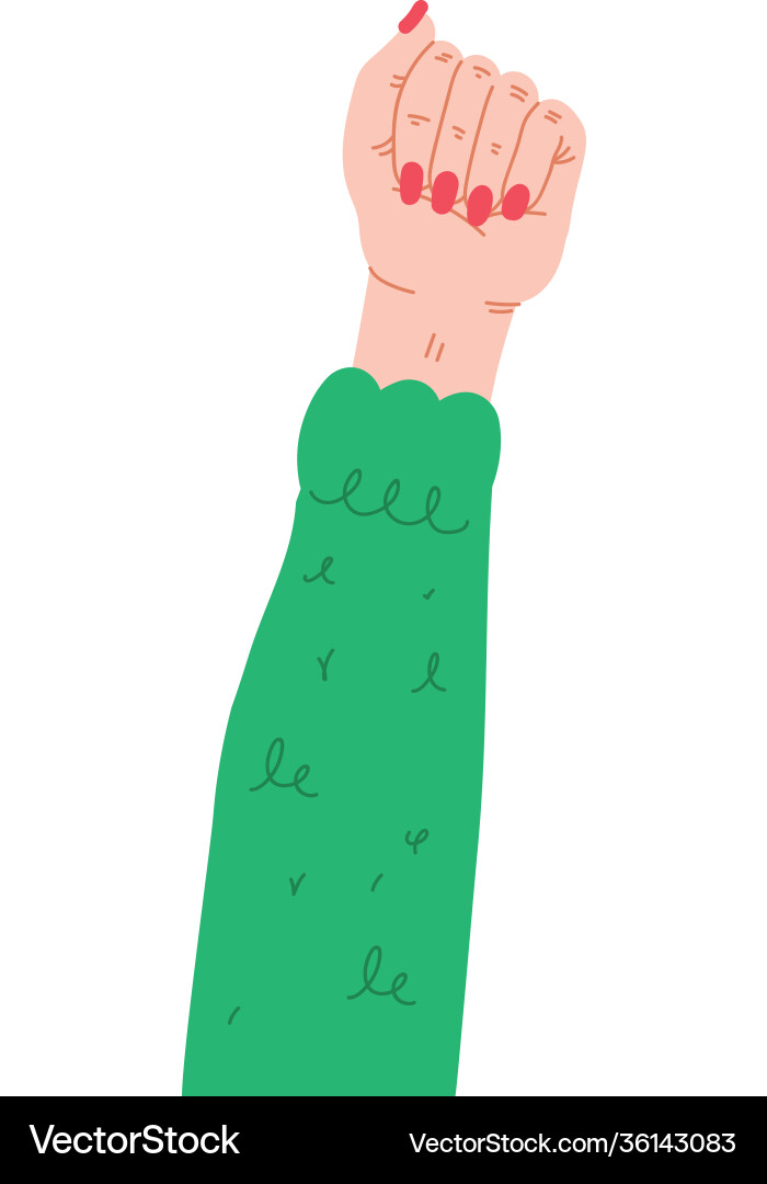 Hand human up with green long sleeve Royalty Free Vector
