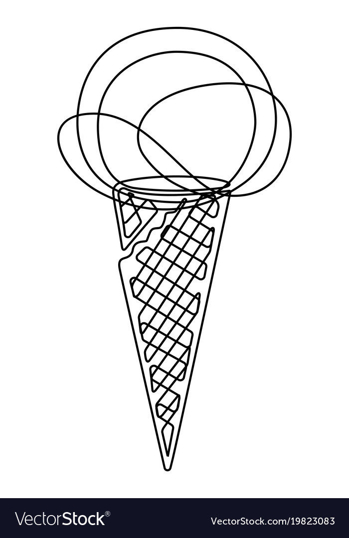 Ice Cream Cone Continuous Line Royalty Free Vector Image