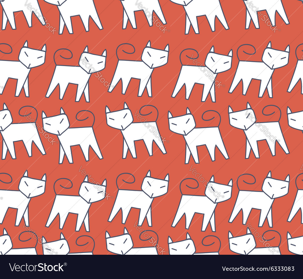 Pattern white cat Royalty Free Vector Image - VectorStock