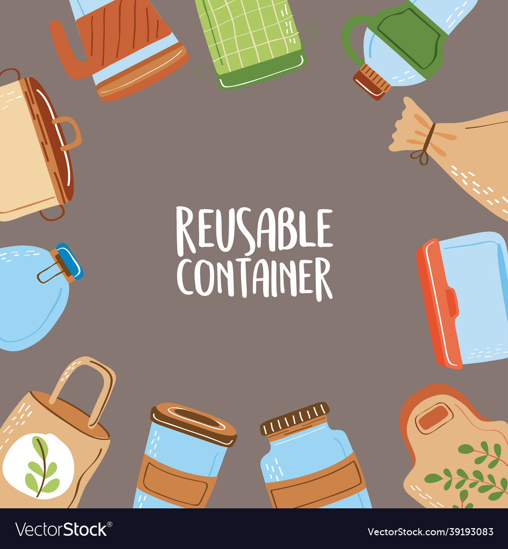 Reusable container poster Royalty Free Vector Image Reusable container poster Royalty Free Vector Image