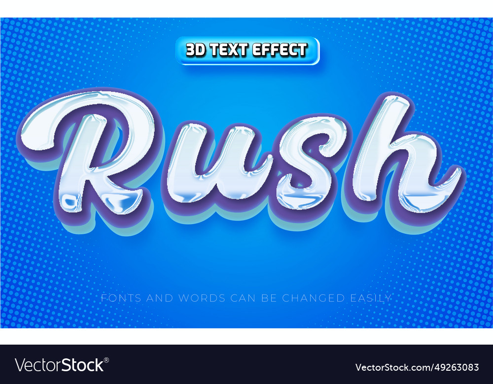 Rush 3d editable text effect style Royalty Free Vector Image