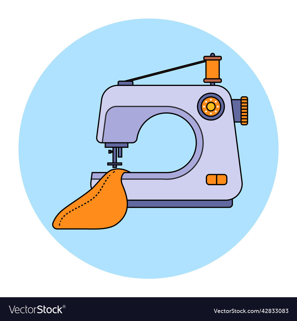 Sew A Dress On Sewing Machine Royalty Free Vector Image