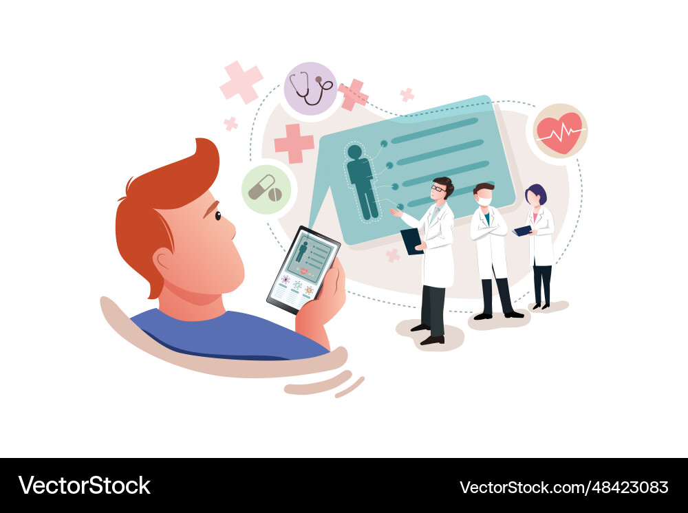 User video calling a doctor using and healthcare Vector Image