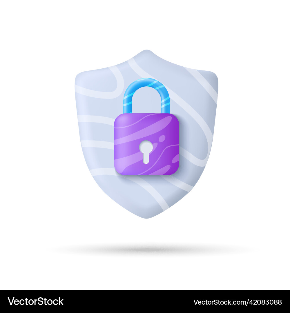 3d icon cyber security collection paper icons set Vector Image