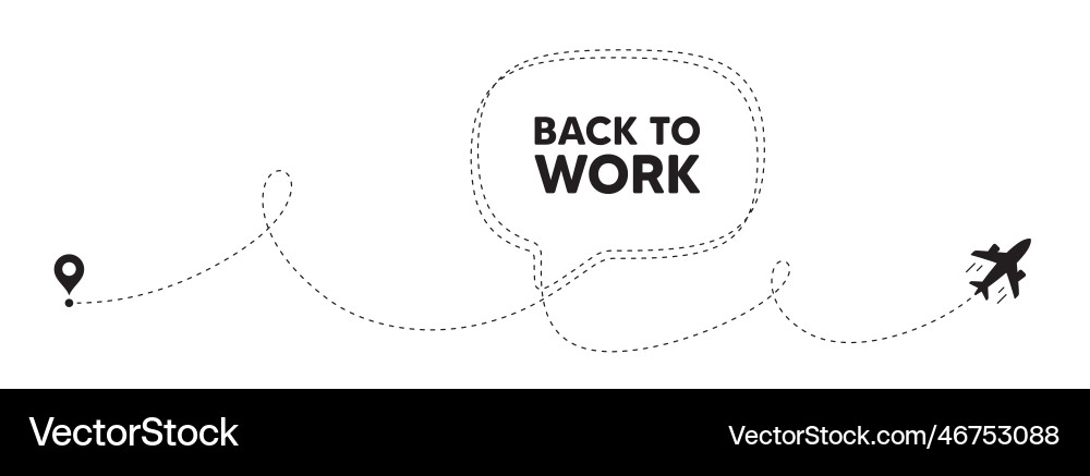 Back to work tag job offer plane travel path Vector Image