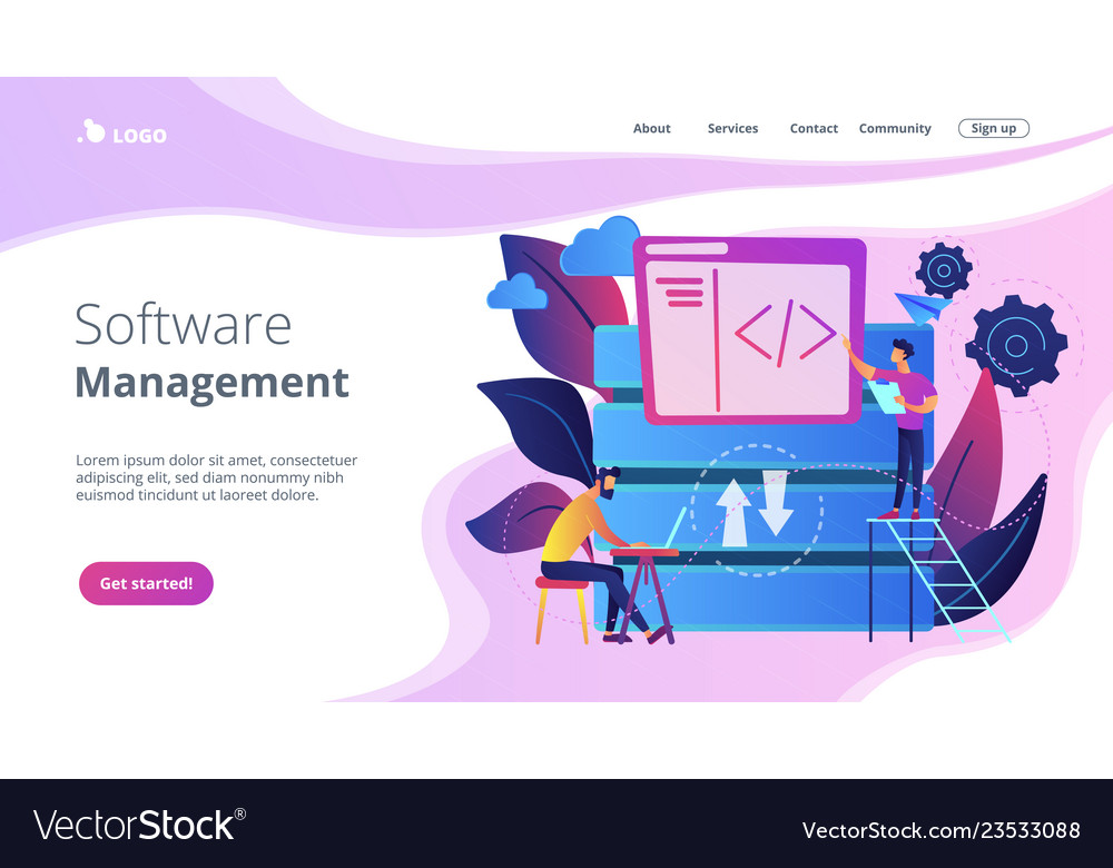 Big data developerconcept landing page Royalty Free Vector